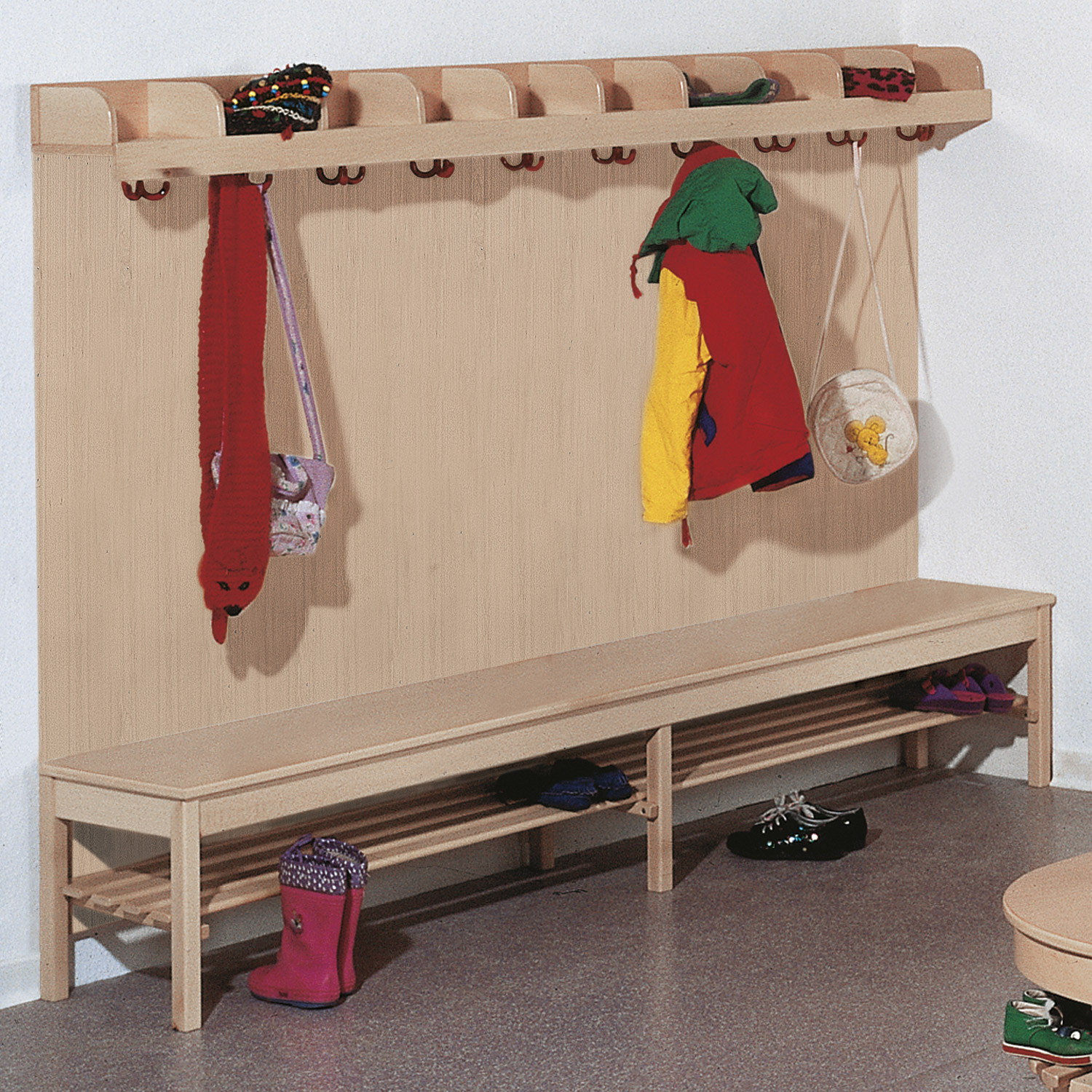 Wandgarderobe mit geradem Abschluß 10 Plätze | Dusyma