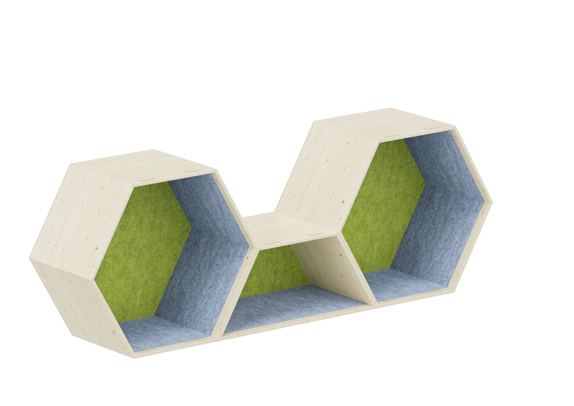 Lernwabe® Flip Set M: 2 ganze + 1 halbe Wabe Größe M, Seiten hellblau, Rückwand hellgrün | Dusyma